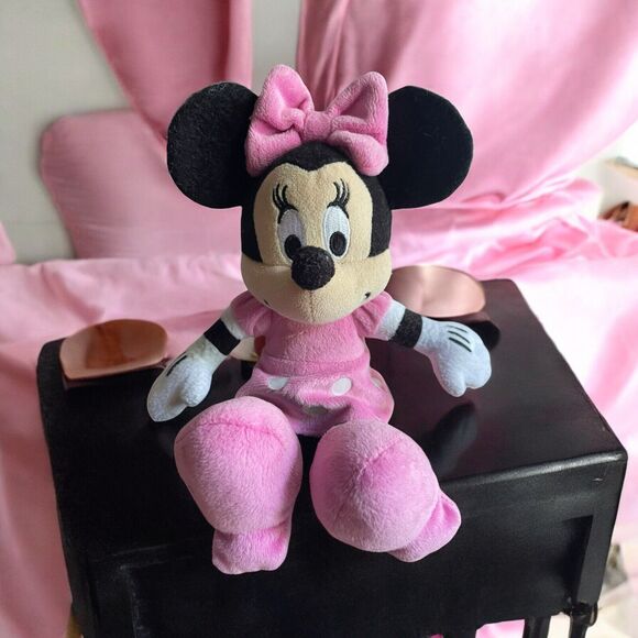 Disney | Toys | Disney Minnie Mouse Plush Pink Polka Dot Dress Bow ...